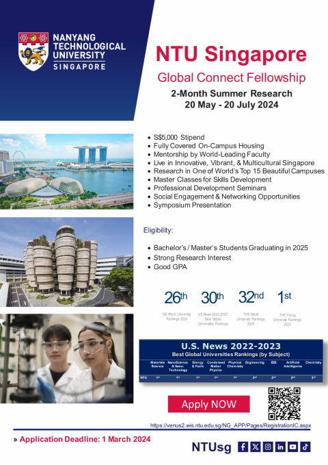SCHOLARSHIP AVAILABLE FOR HUST STUDENTS IN "NTU Singapore Global ...